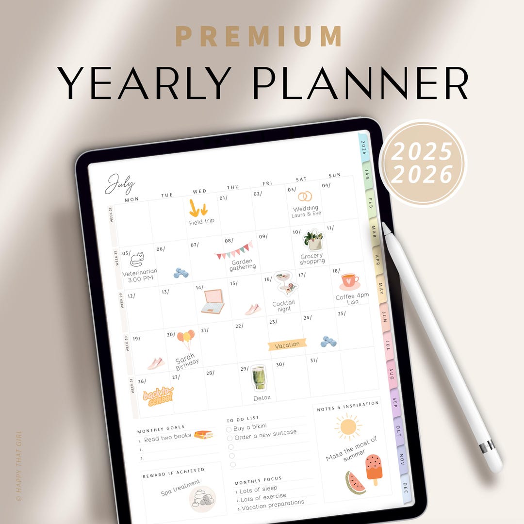 2025 & 2026 Yearly Planner / Digital Planner for iPad / Goodnotes ...