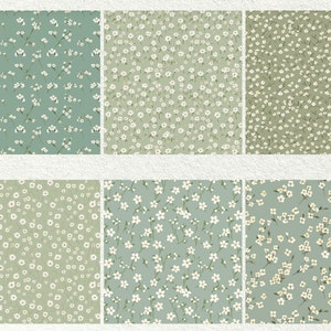 Little Dainty Sage Flower Pattern Seamless Digital Papers - Tile ...