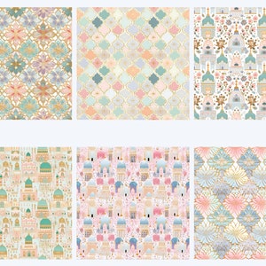 Vintage Pastel Arabic Palace Patterns - 25+1 Bonus Seamless Digital ...