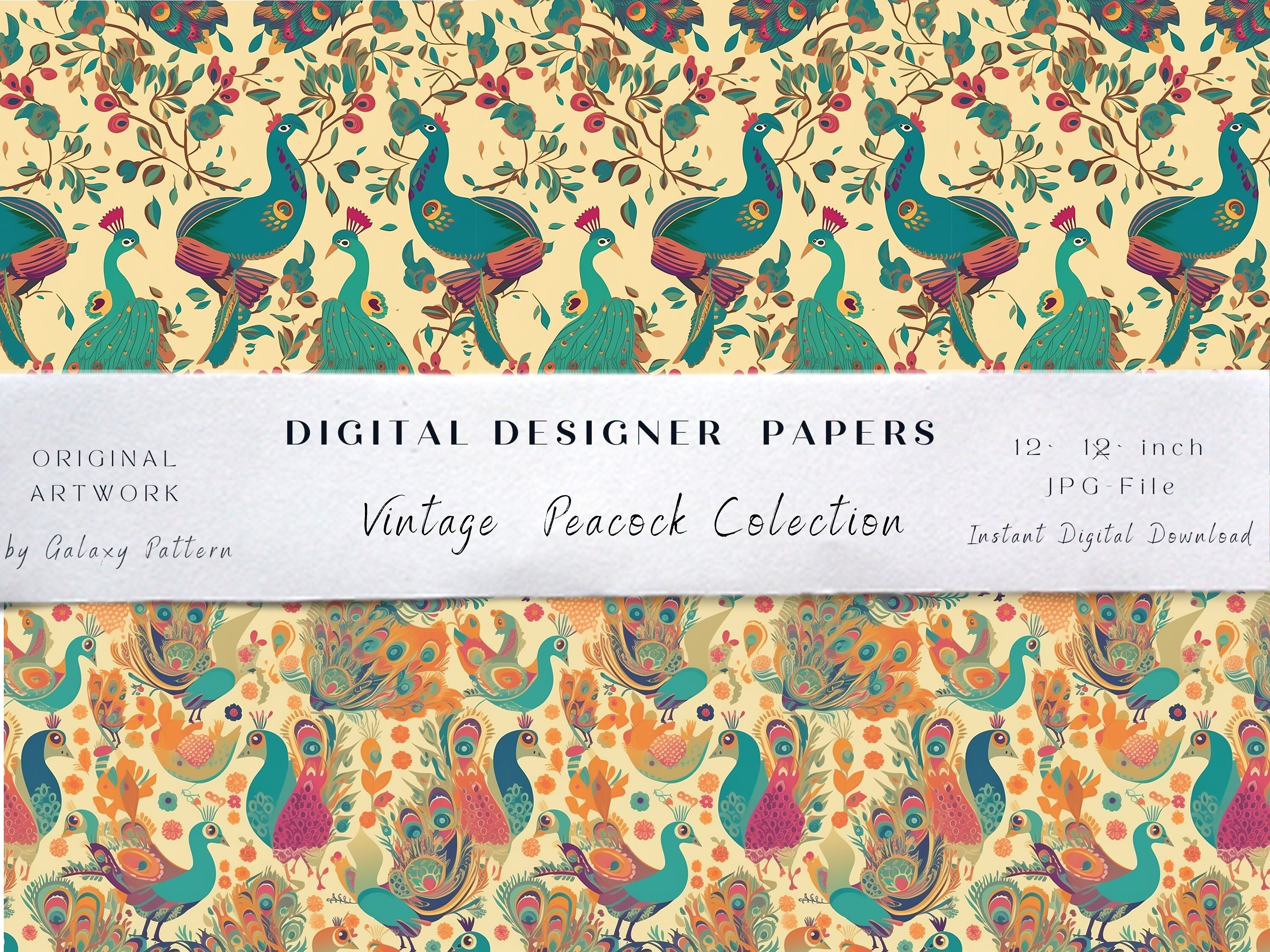 10 Vintage Peacock Seamless Digital Paper for Commercial Use - Etsy