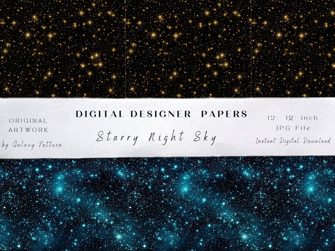 Starry Night Background, Digital Paper, SEAMLESS Pattern, Stardust ...
