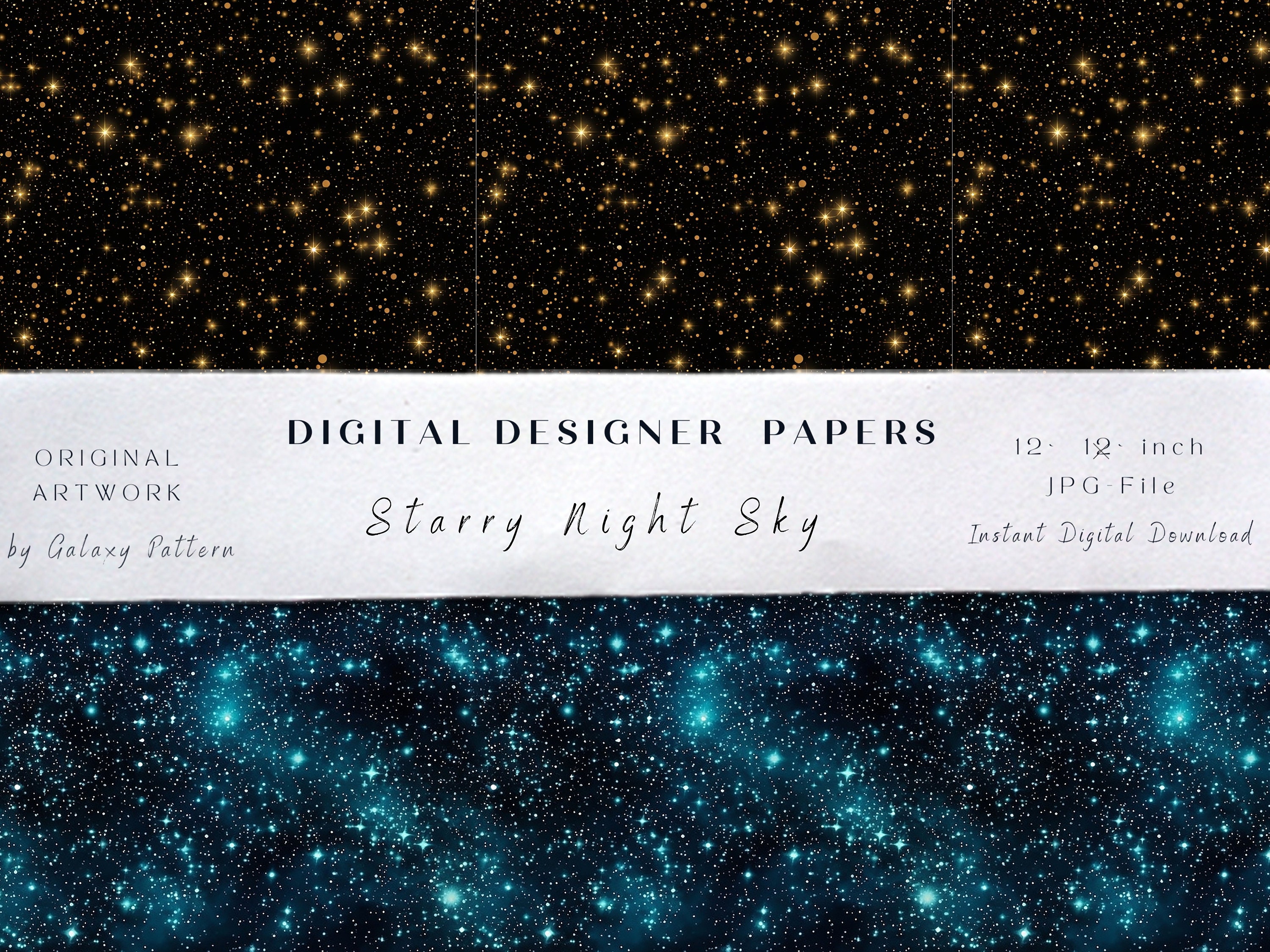 Starry Night Background, Digital Paper, SEAMLESS Pattern, Stardust ...