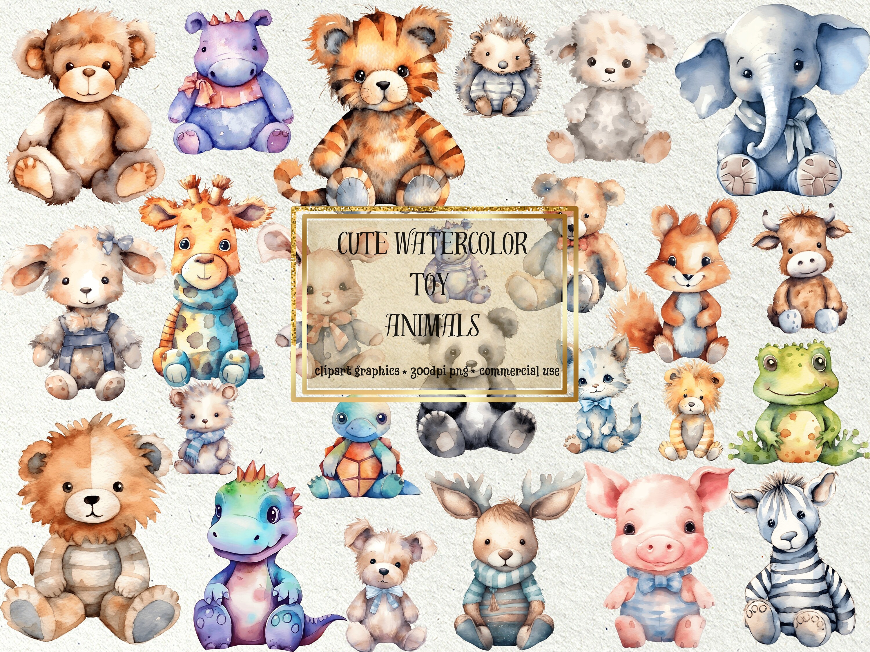 40 Cute Stuffed Animals Clipart Set Perfect for DIY Projects ...