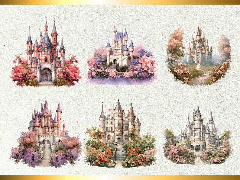 Magical Watercolor Castle Clipart - 30 Fairytale Castles, Pngs for ...