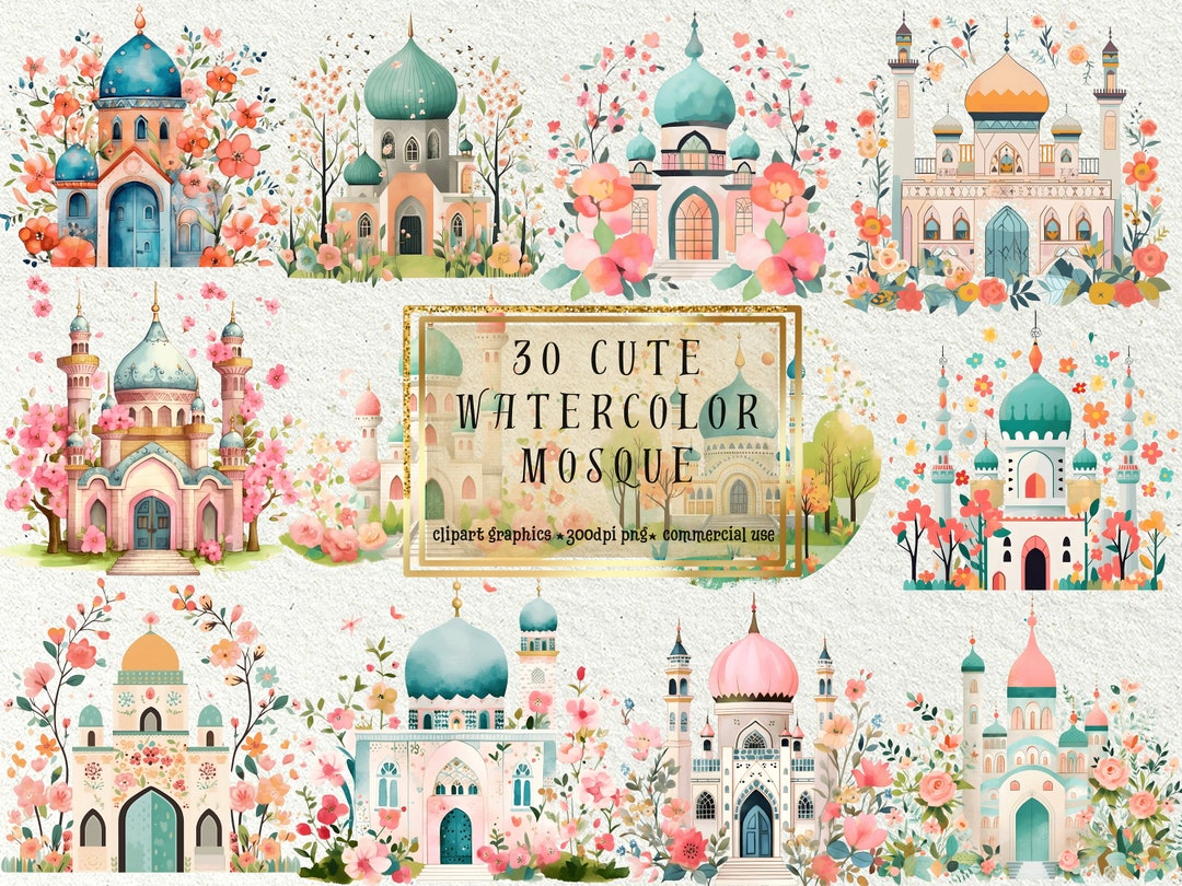 30+2 Bonus Super Cute Islamic Mosque Cliparts Bundle - Perfect for ...