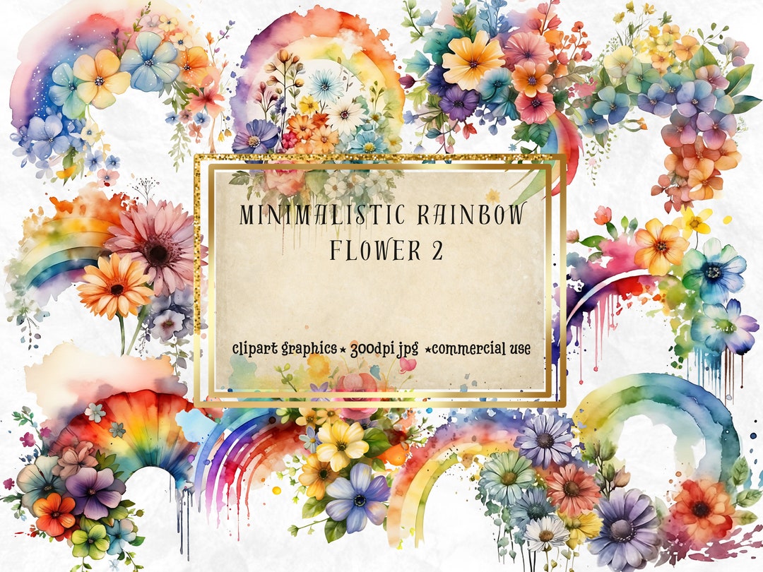Minimalistic Rainbow Watercolor Clipart Set 10 PNG Images, DIY Crafting ...