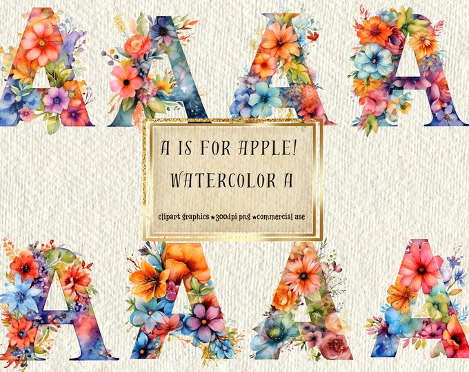 Acuarela del alfabeto, Clipart del alfabeto, Acuarela de números ...