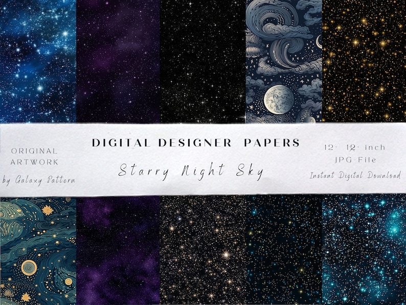 Starry Night Background, Digital Paper, SEAMLESS Pattern, Stardust ...