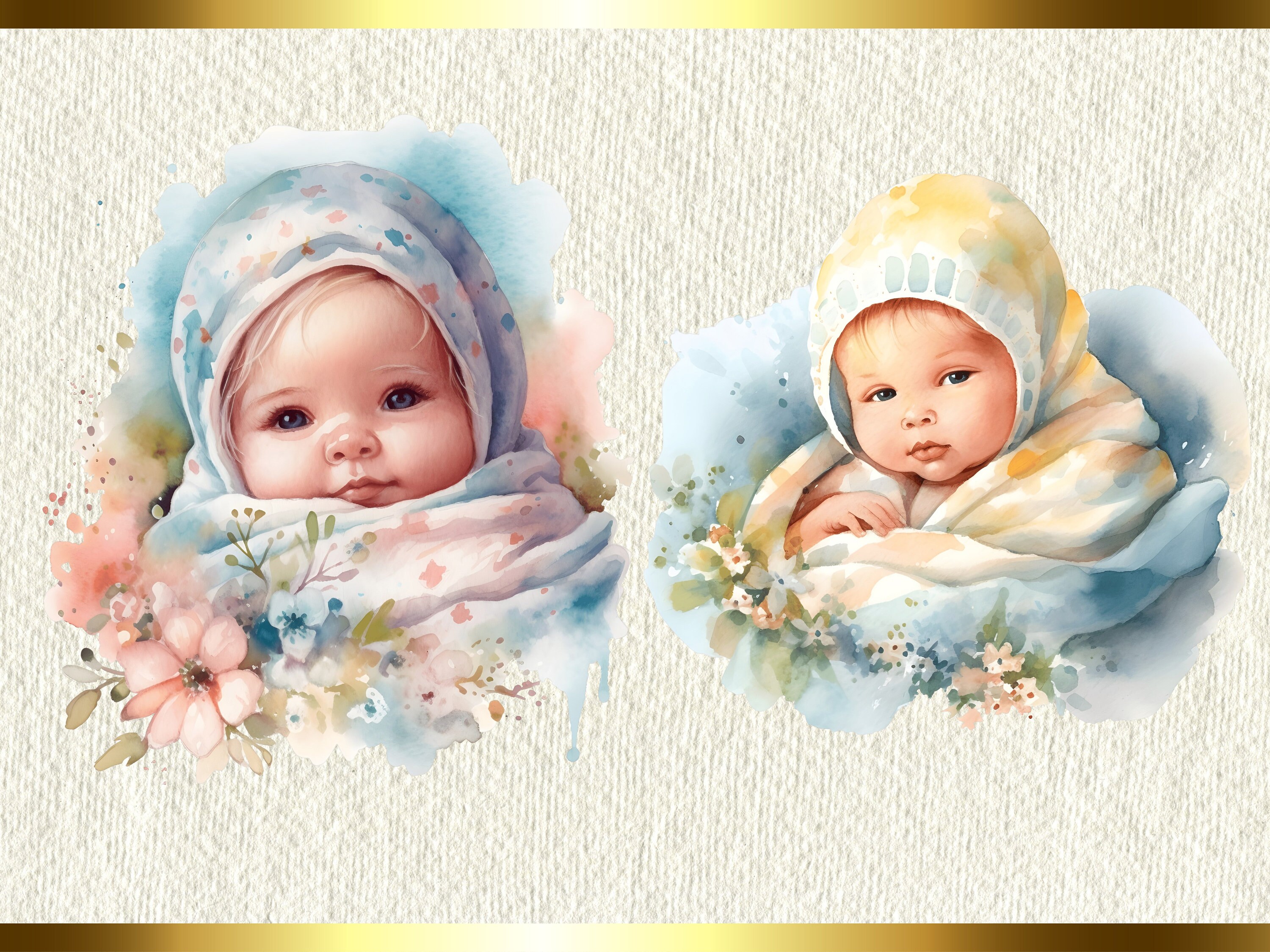 Beautiful Watercolor Newborn Baby Clipart Set | 10 High-quality PNG ...