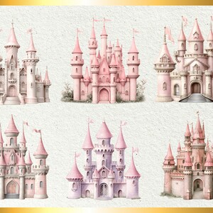 24+1 Bonus Vintage Pink Fairy Tale Castle Clipart - High-quality PNG ...