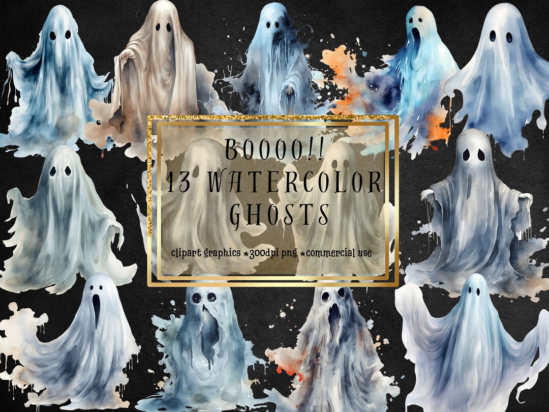 Watercolor Ghost Clipart Set 13 Spooky Designs Bonus DIY Crafting ...