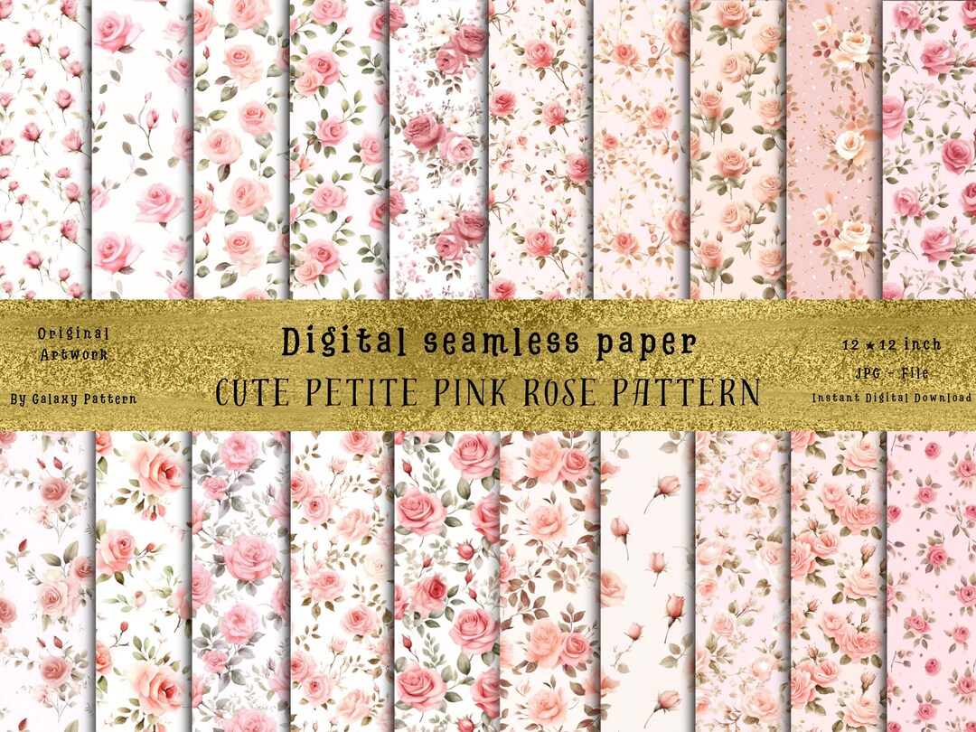 21 Seamless Pink Rose Patterns | Perfect for DIY Crafting, Scrapbooking ...