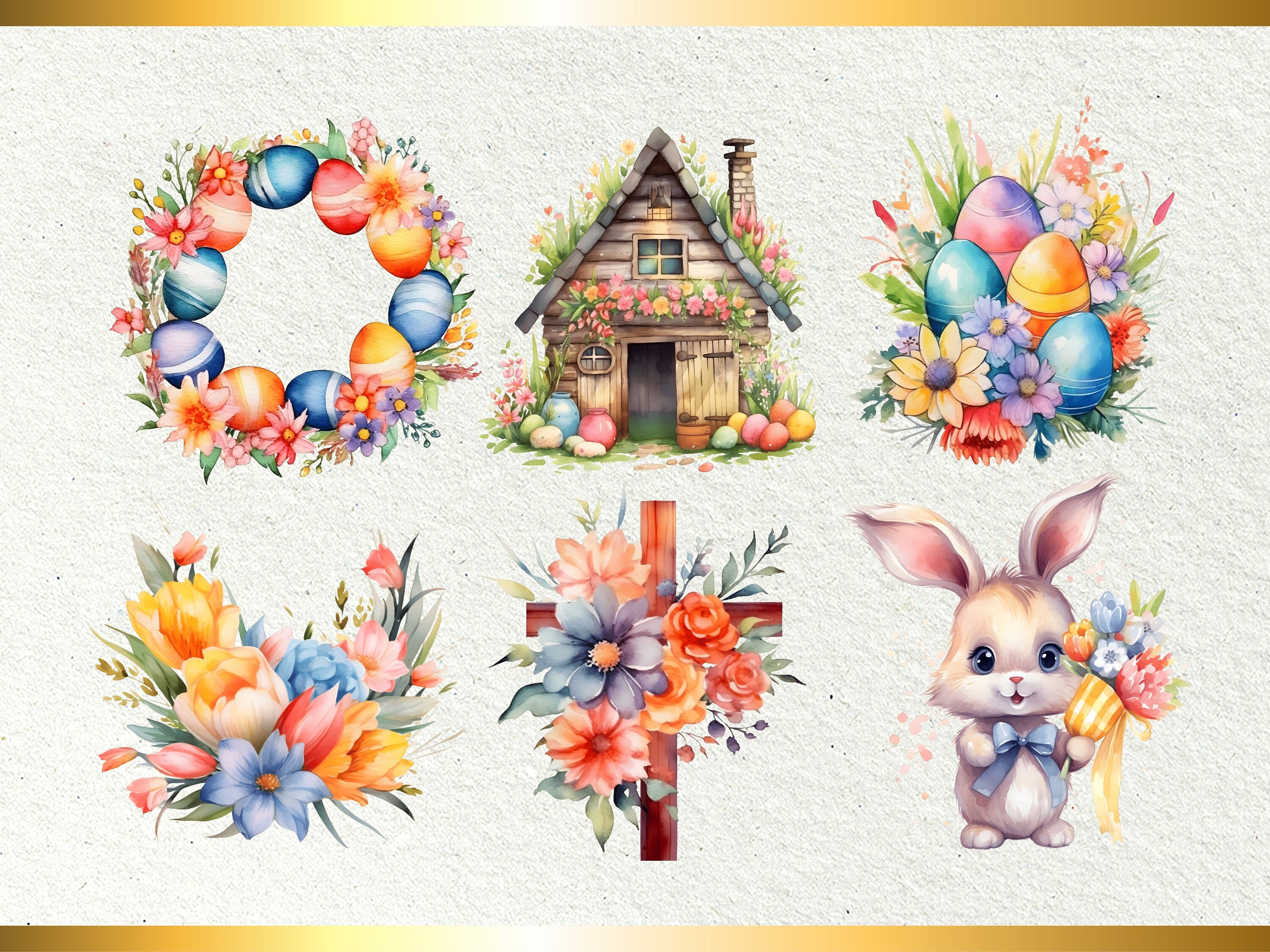 30+1 Watercolor Easter Clipart Bundle -vibrant, High-quality 300 DPI ...