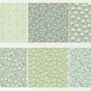 Little Dainty Sage Flower Pattern Seamless Digital Papers - Tile ...