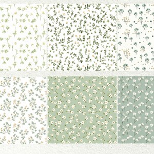 Little Dainty Sage Flower Pattern Seamless Digital Papers - Tile ...