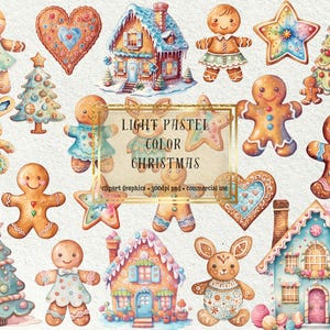 32 Pastel Christmas Gingerbread Clipart Set | for DIY Crafting ...
