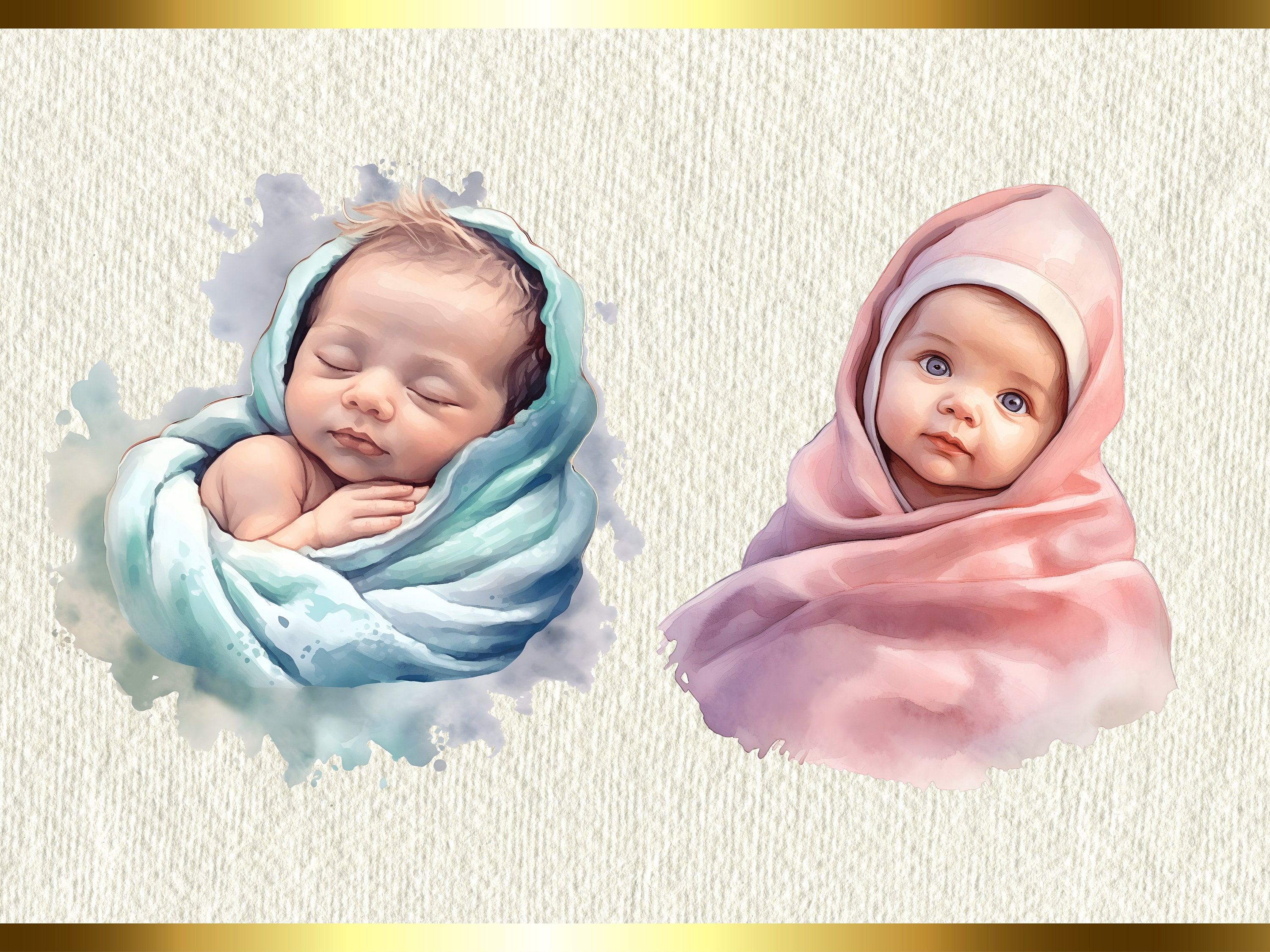 Beautiful Watercolor Newborn Baby Clipart Set 10 High-quality PNG ...