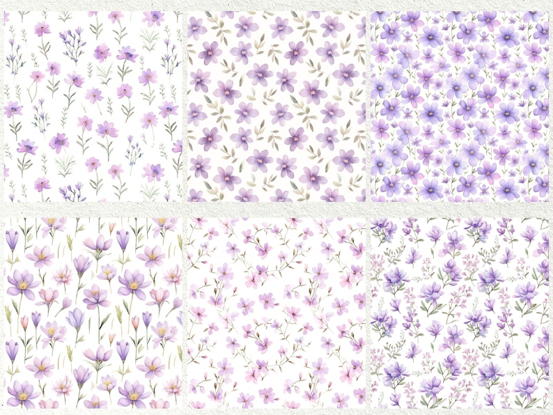 Purple Floral Seamless Pattern: Angela Barrett Inspired (digital ...