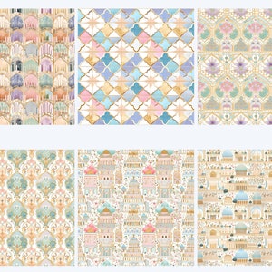 Vintage Pastel Arabic Palace Patterns - 25+1 Bonus Seamless Digital ...