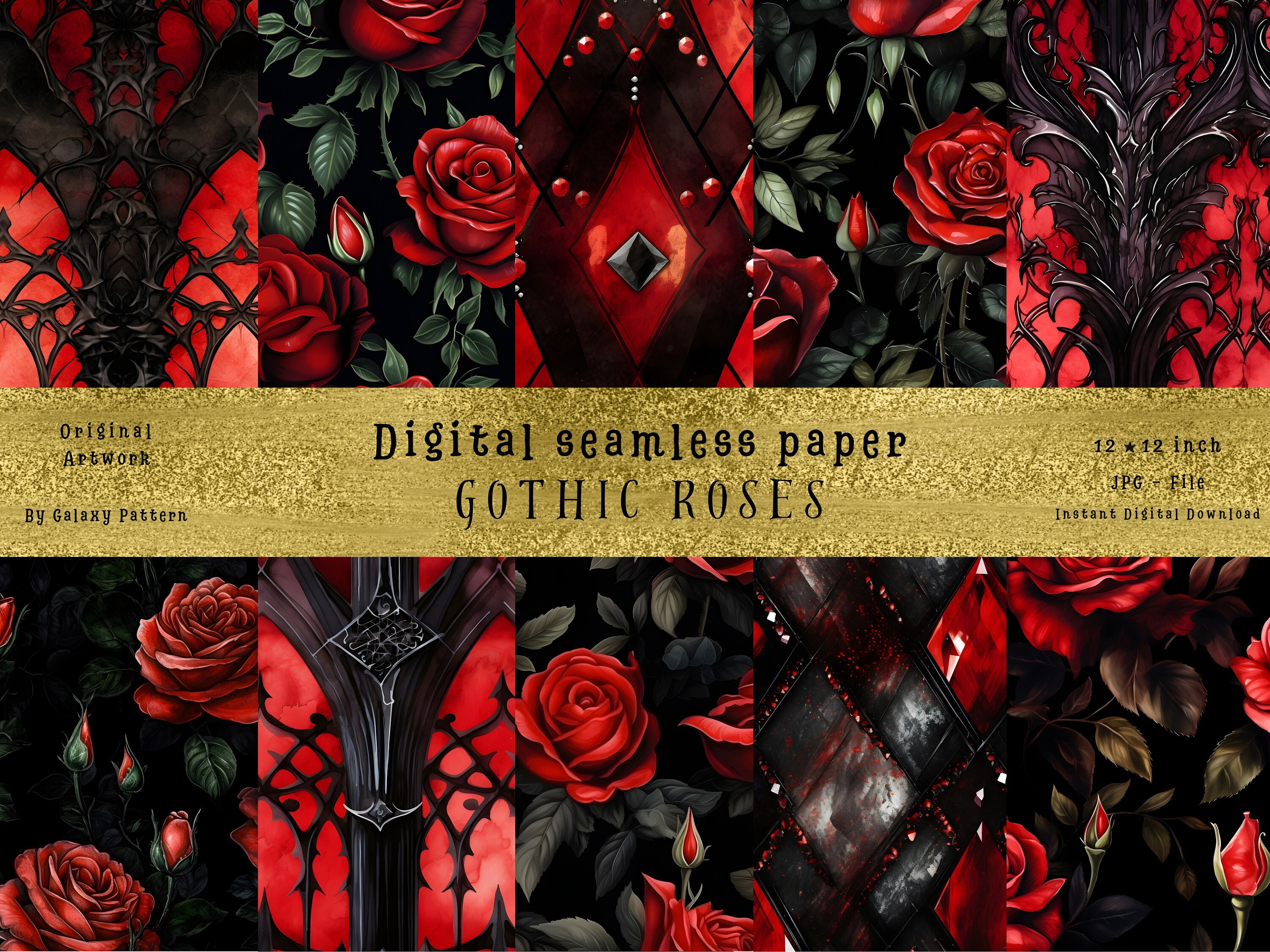 Luxury Rose Gothic Digital Paper, Gothic Digital Paper, Seamless ...