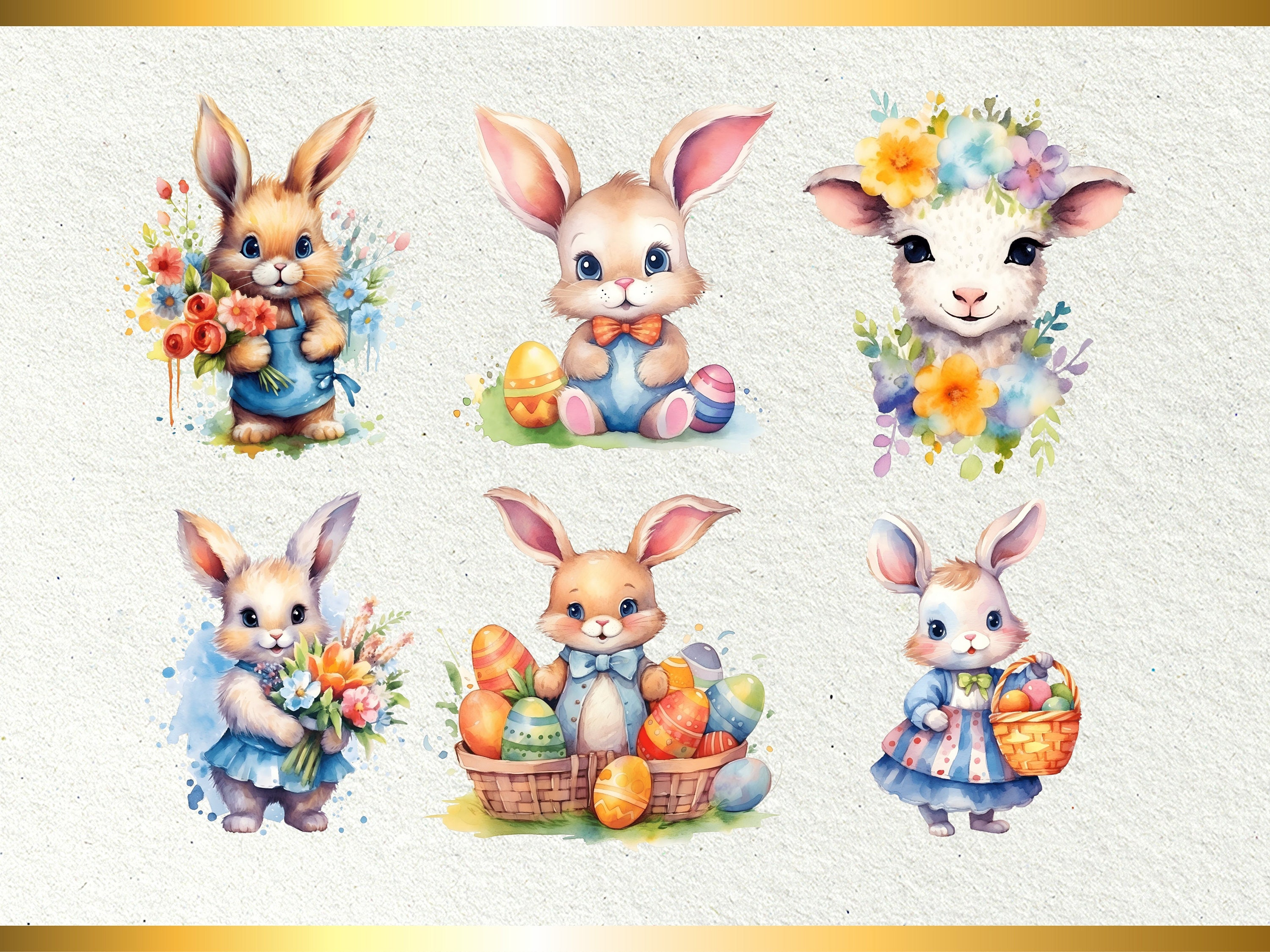 30+1 Watercolor Easter Clipart Bundle -vibrant, High-quality 300 DPI ...