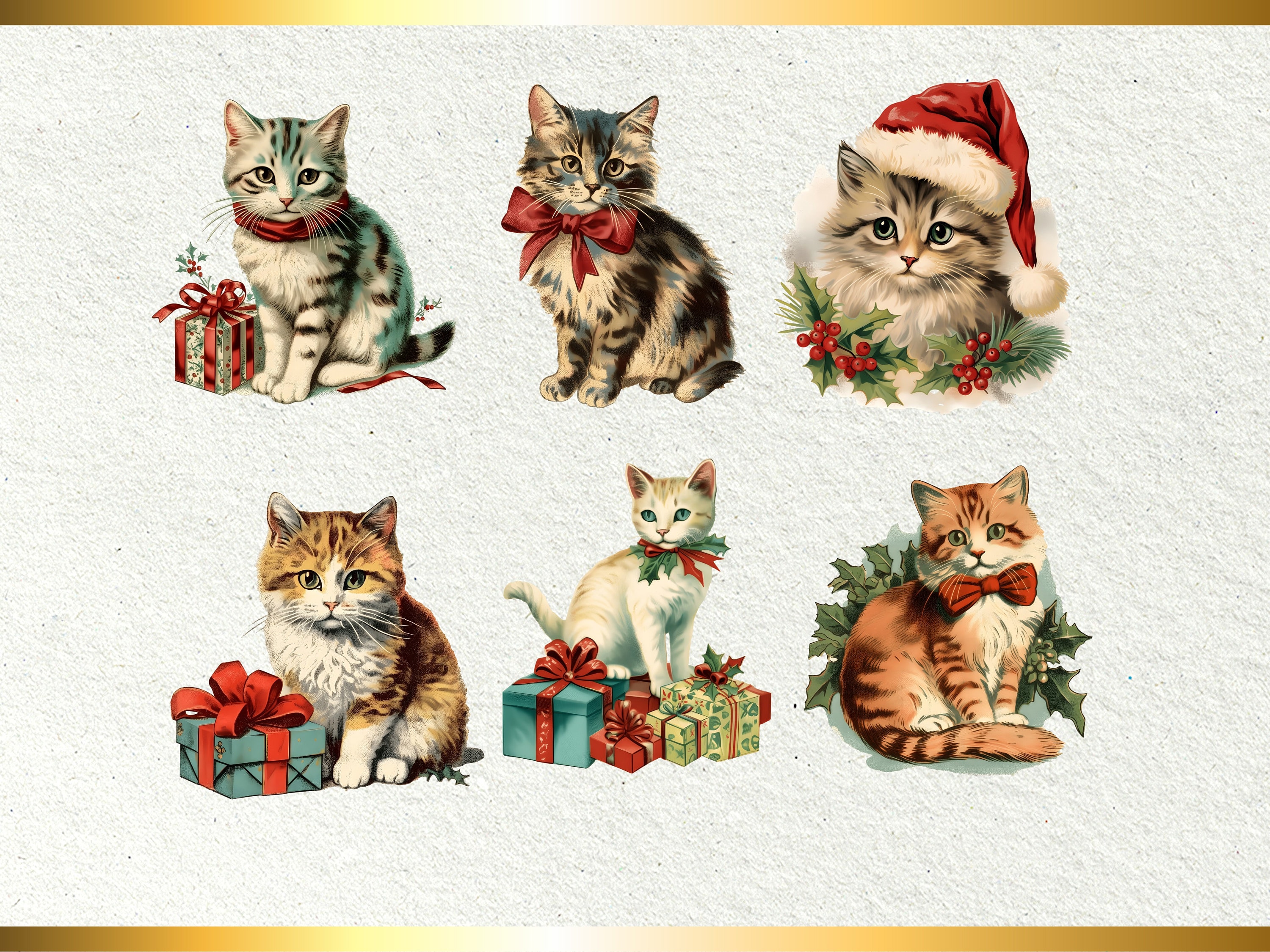 Vintage Christmas Cats PNG, Christmas Clipart, Christmas Cat Png ...