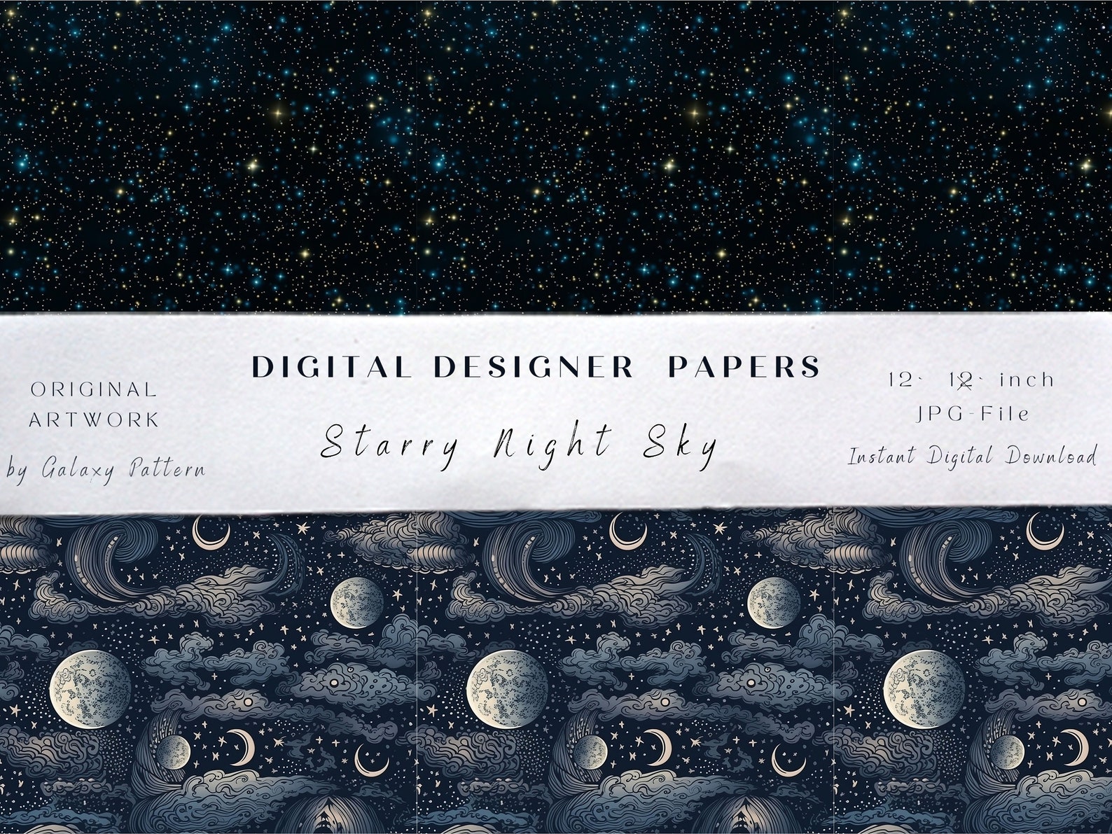 Starry Night Background, Digital Paper, SEAMLESS Pattern, Stardust ...