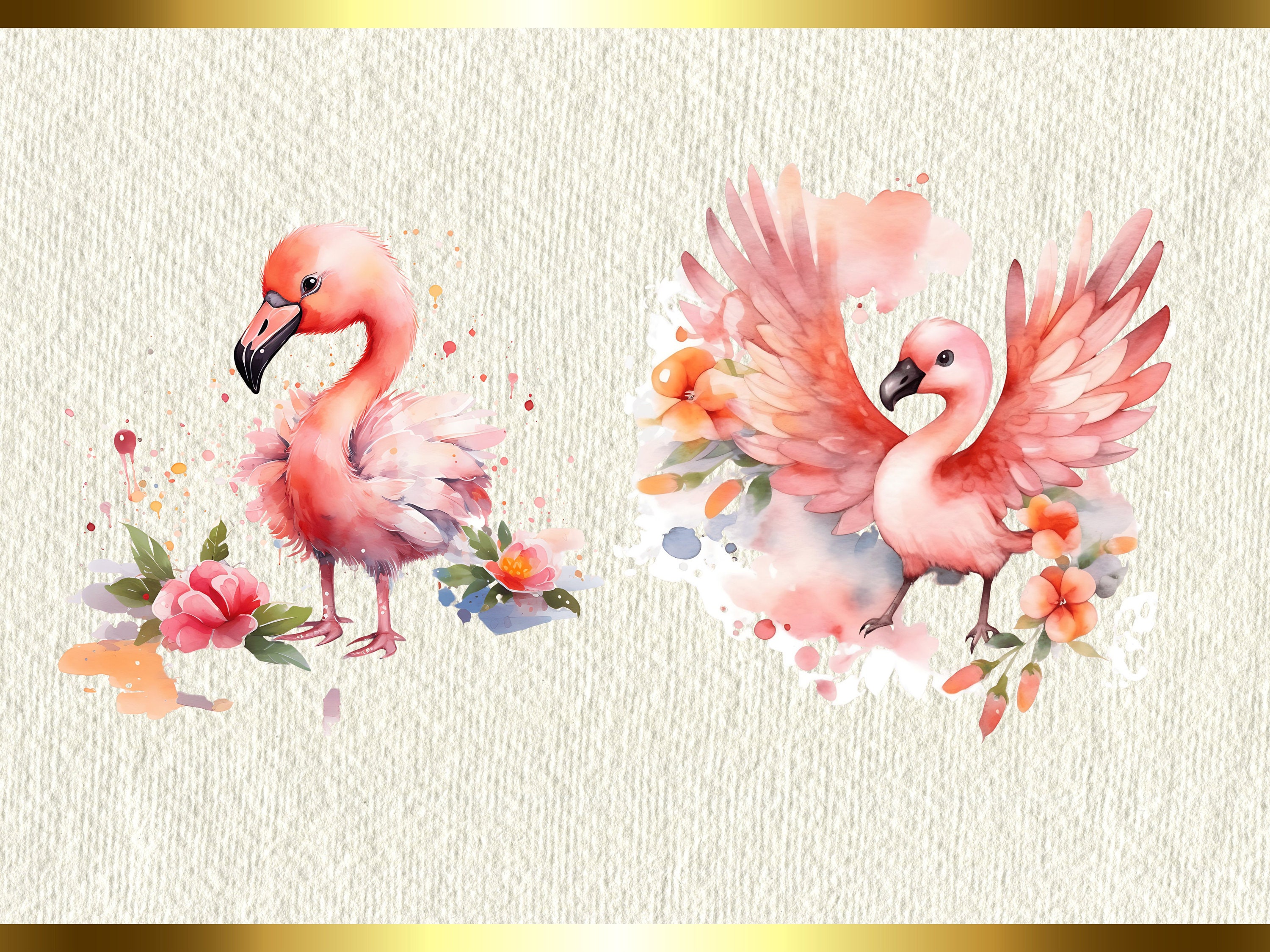 Adorable Baby Flamingo Clipart Set - 10 High-quality Watercolor Cartoon ...