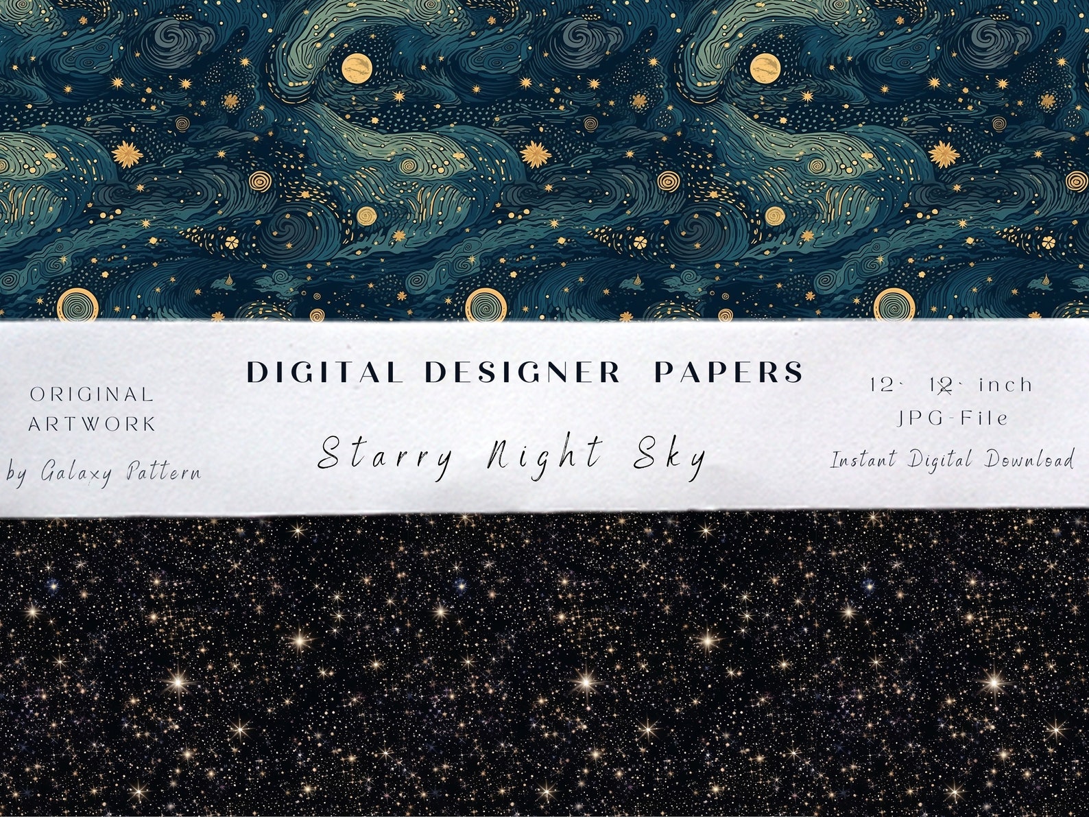 Starry Night Sky Digital Paper, Seamless Galaxy Pattern (digital ...
