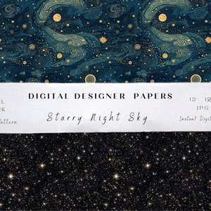 Starry Night Background, Digital Paper, SEAMLESS Pattern, Stardust ...