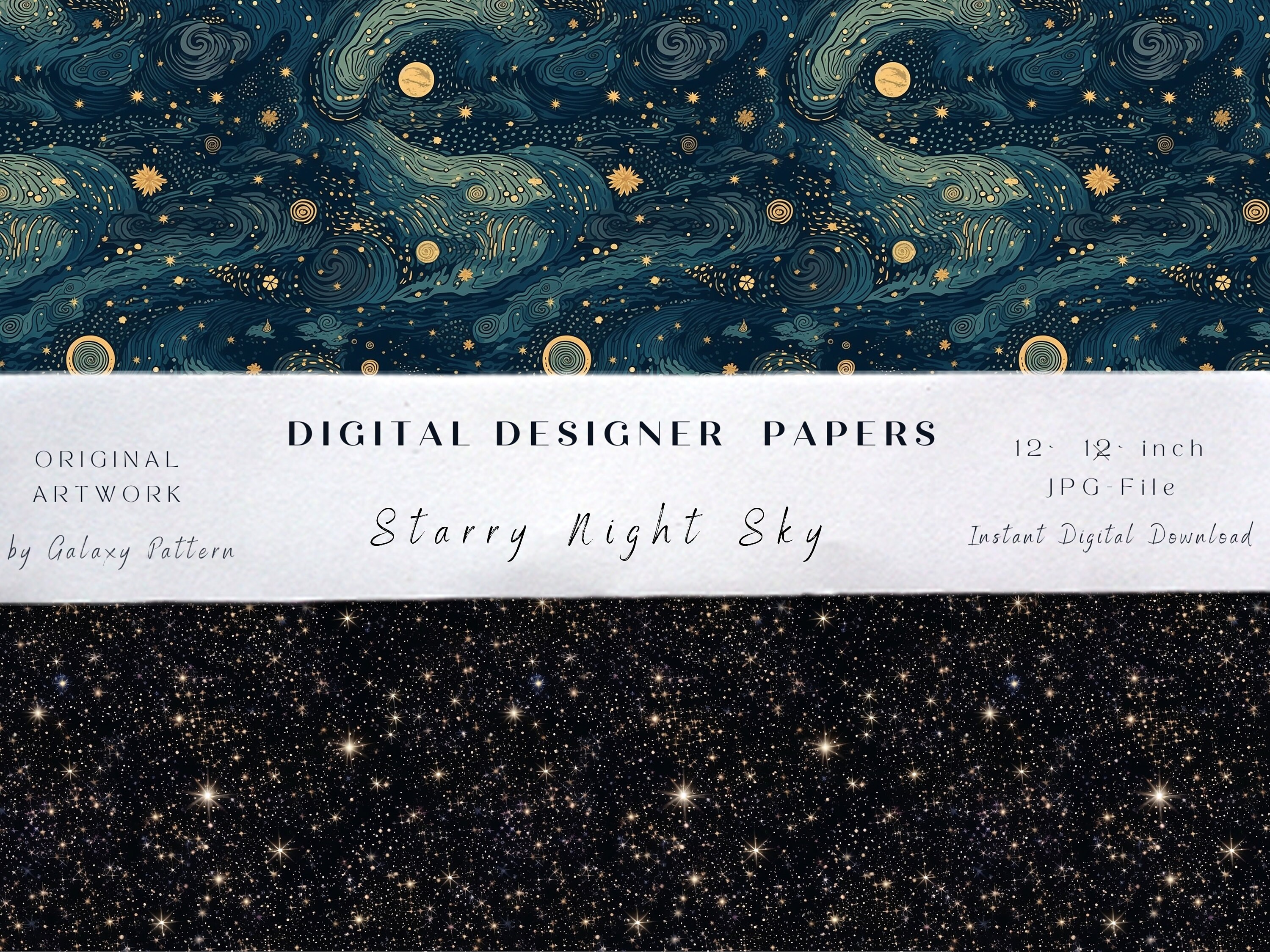 Starry Night Background, Digital Paper, SEAMLESS Pattern, Stardust ...