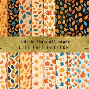 Cute Fall Leaf Seamless Patterns, 30 High-quality Digital Papers ...