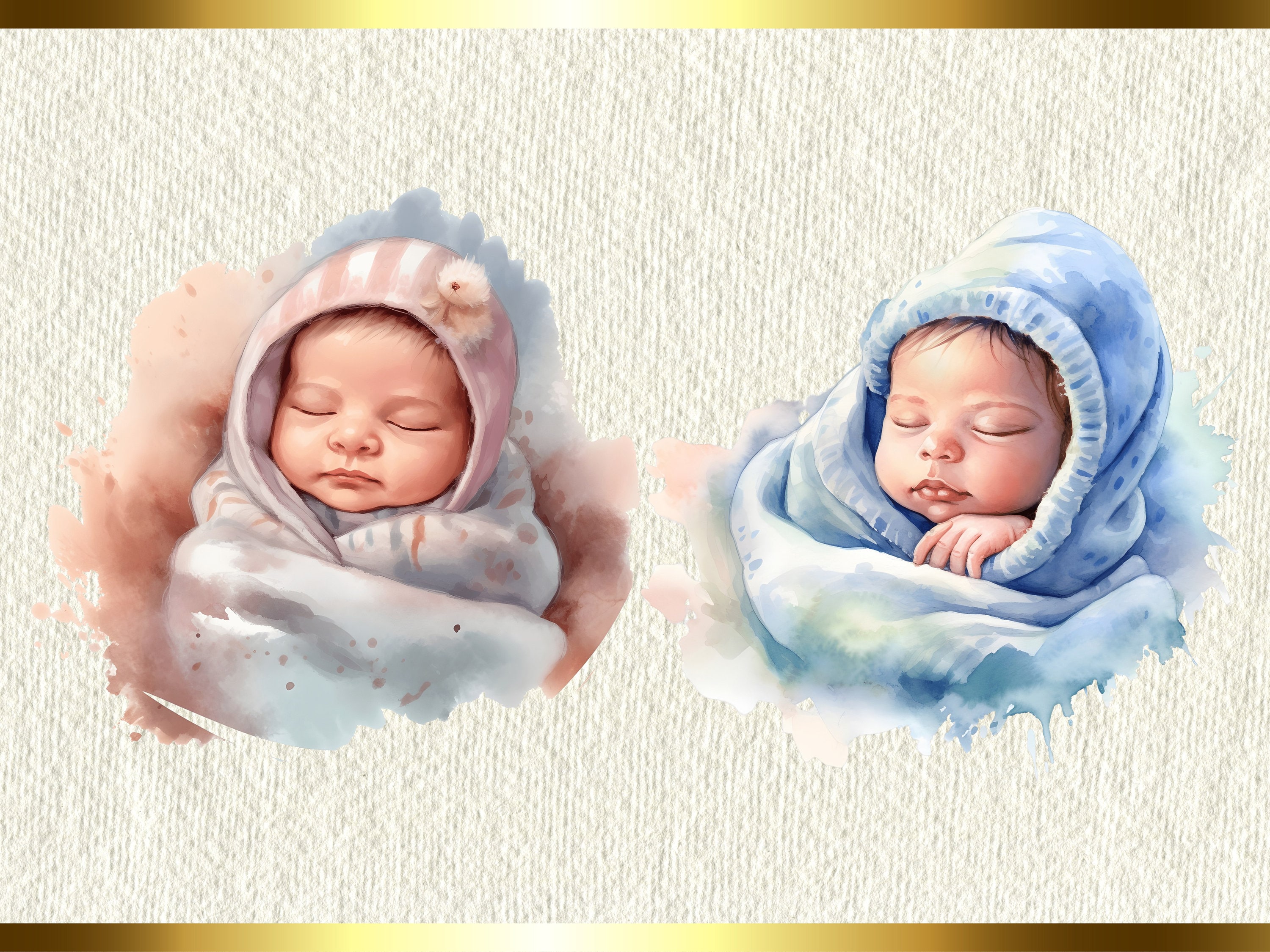 Beautiful Watercolor Newborn Baby Clipart Set | 10 High-quality PNG ...