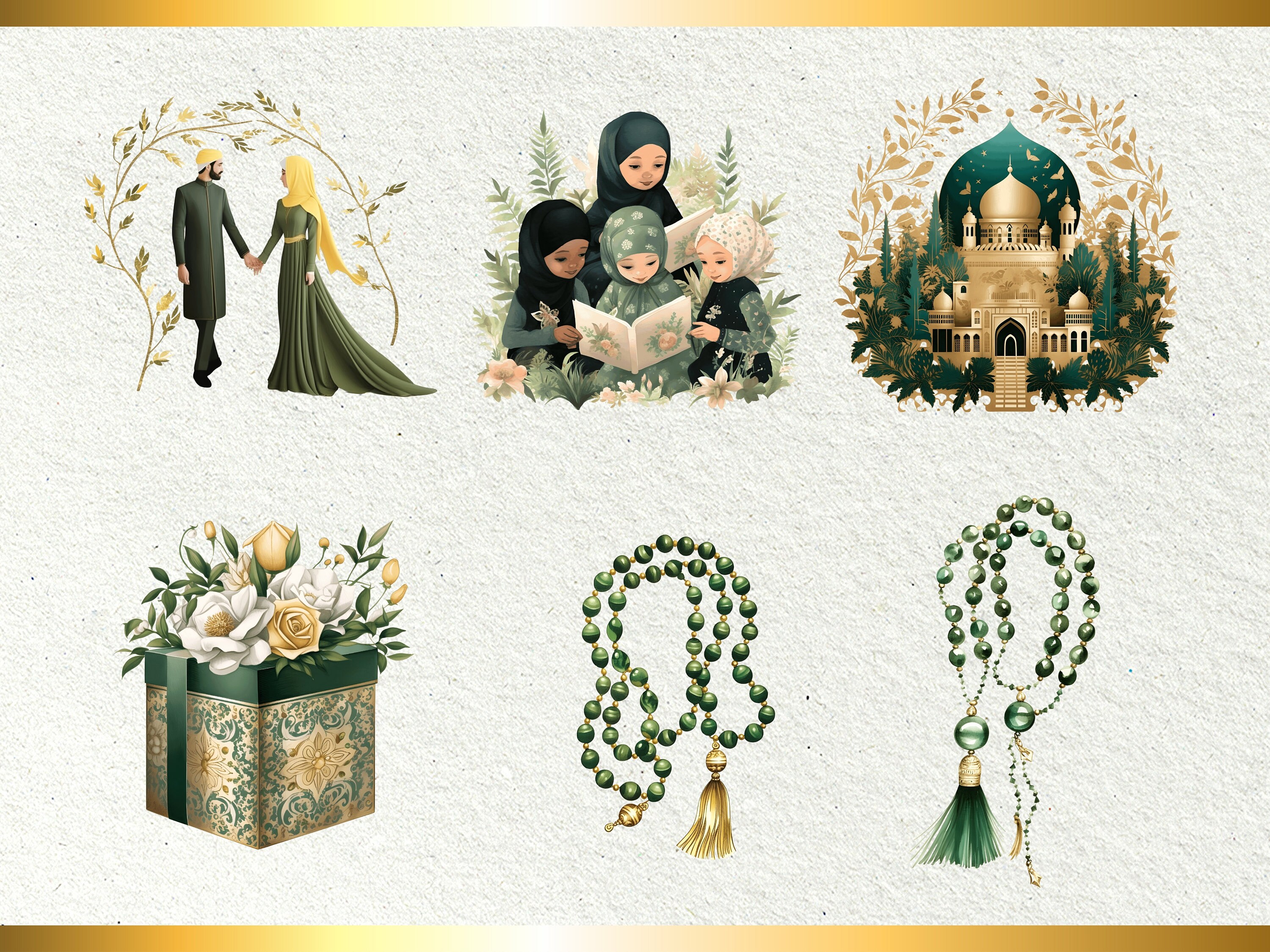 40+3 Bonus Forest Green Islamic Cliparts for Ramadan & Eid - High ...