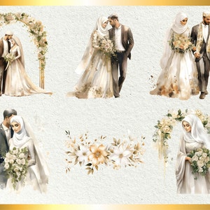 Islamic Wedding Clipart | 24 Bride & Groom, Wedding Flowers | DIY ...
