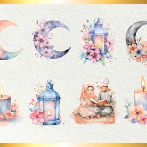 58+1 Bonus Pastel Islamic Clipart Bundle for Ramadan, Eid - High ...
