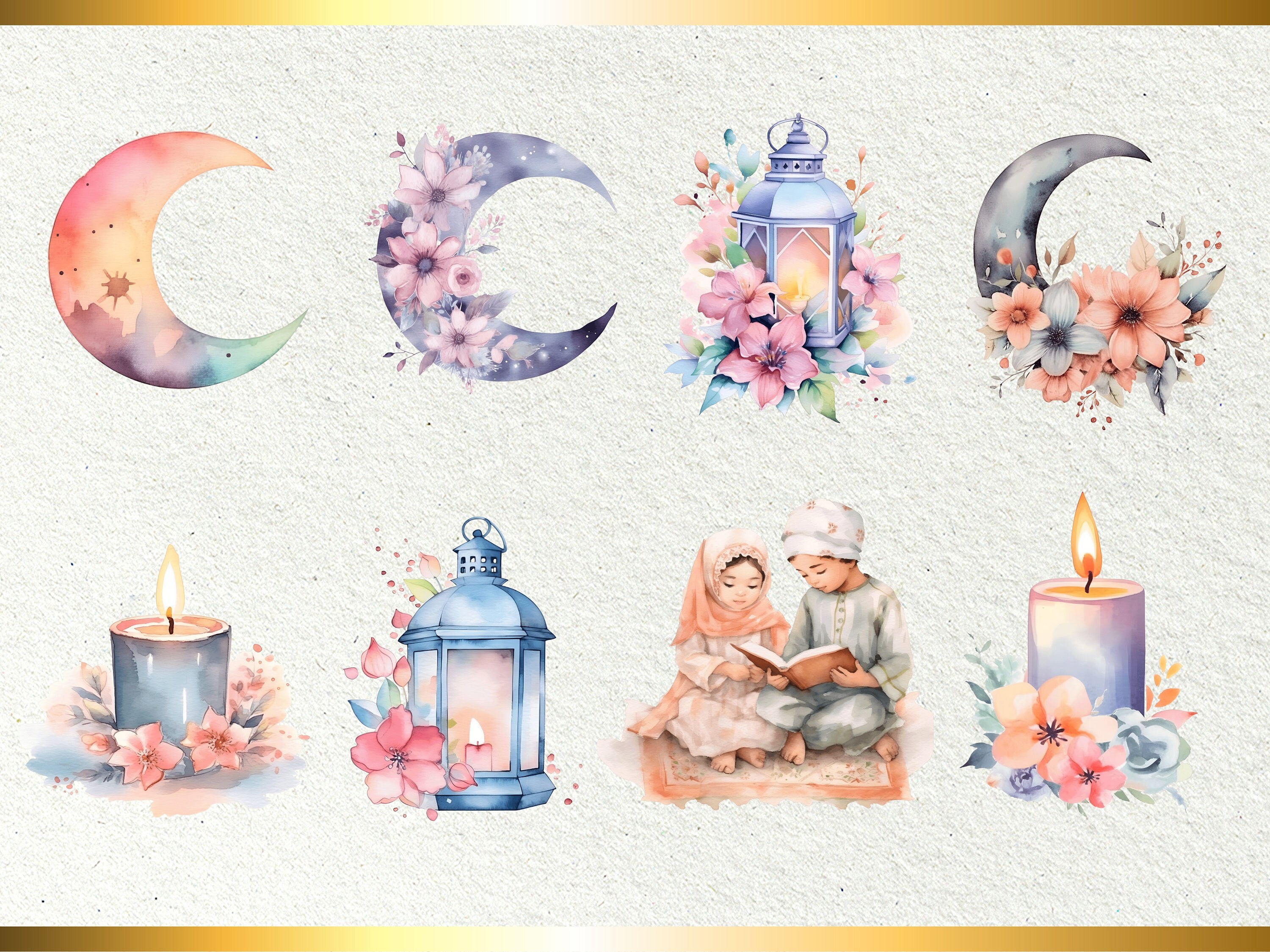 581 Bonus Pastel Islamic Clipart Bundle for Ramadan, Eid High Quality ...