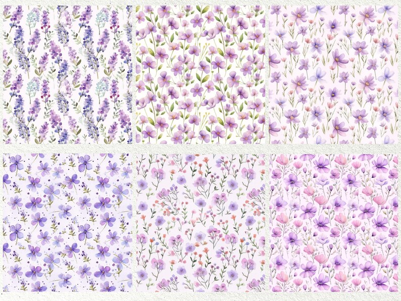 Purple Floral Seamless Pattern: Angela Barrett Inspired (digital ...