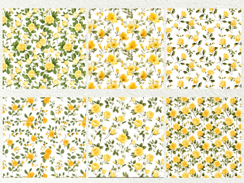 25 Seamless Yellow Flower Patterns - High-res Digital Backgrounds for ...