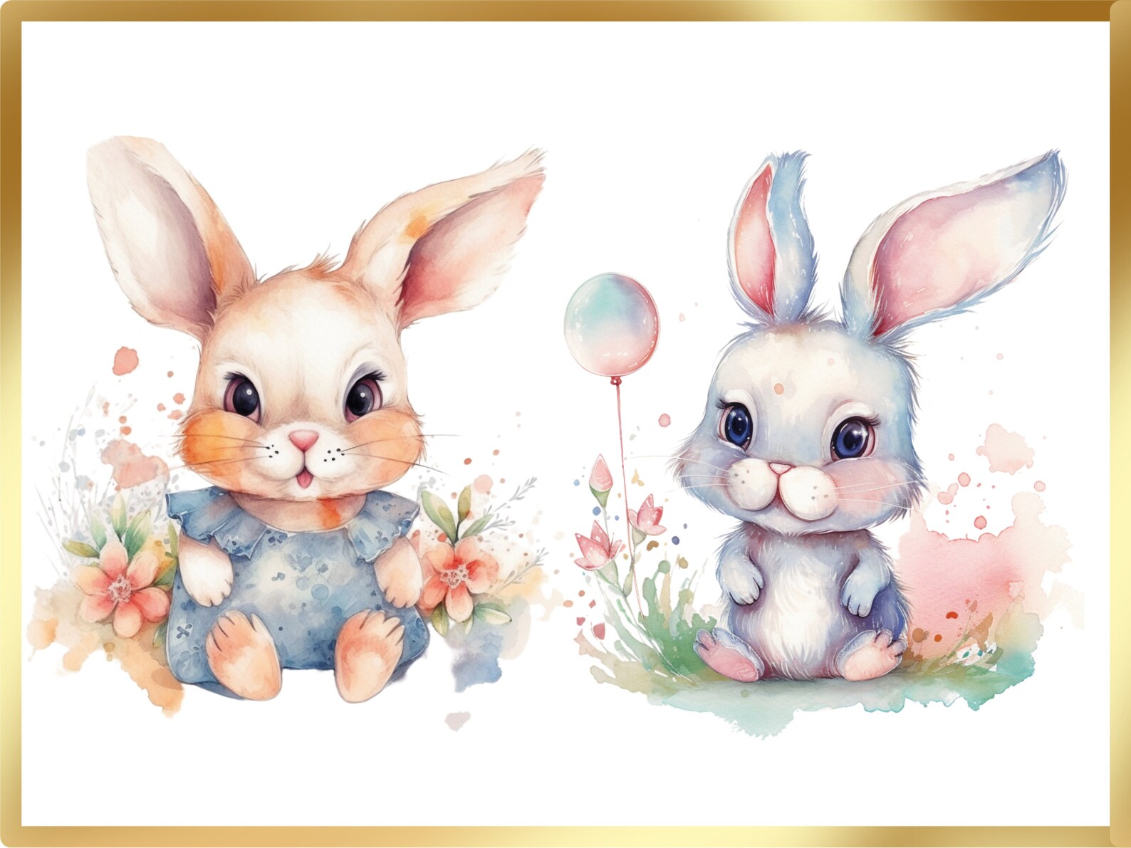 10-pack Baby Bunny Clipart Watercolor Illustration Digital - Etsy