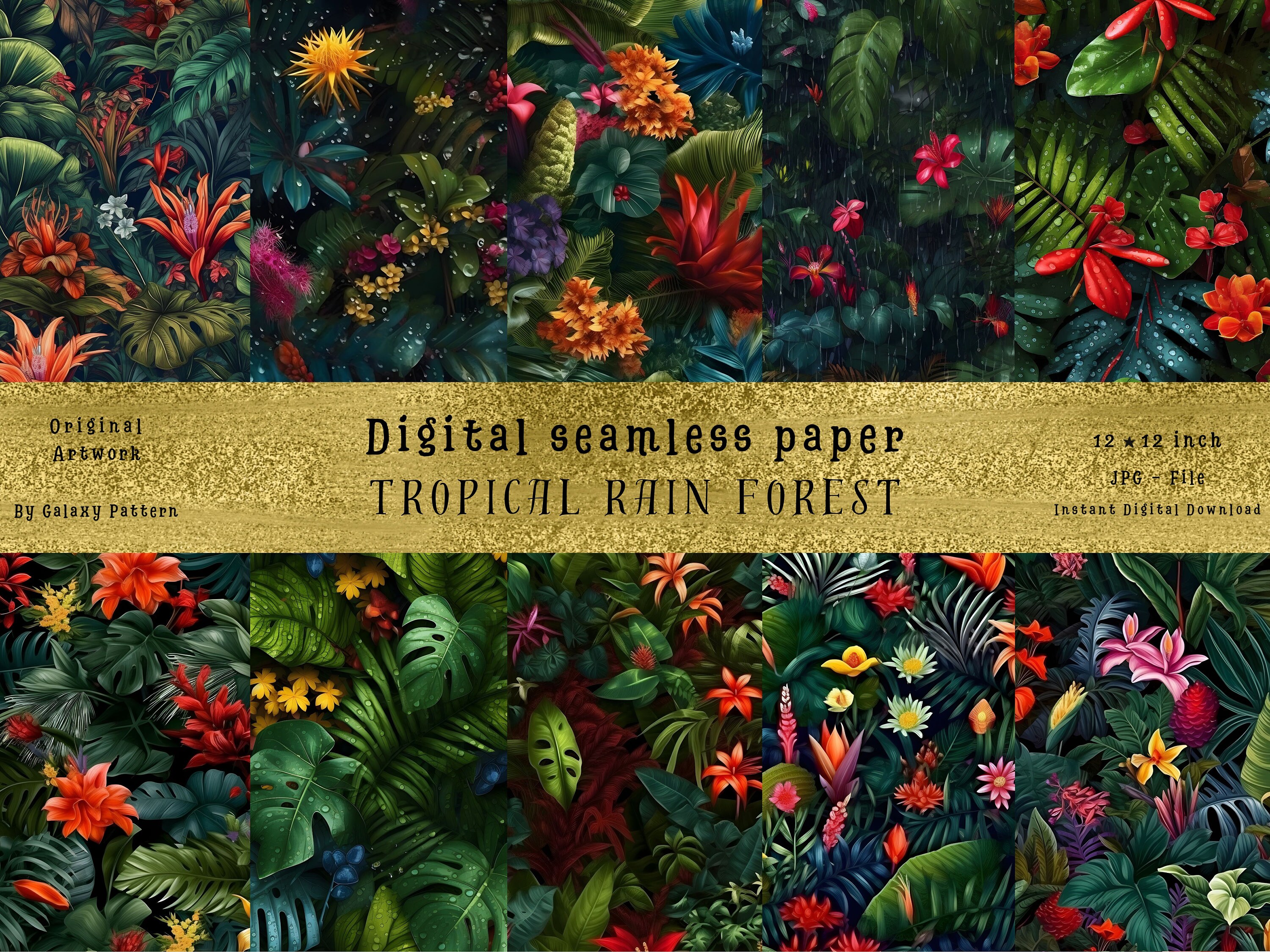 Tropical Rainforest Seamless Patterns Set of 10 With Bonus Surprise ...
