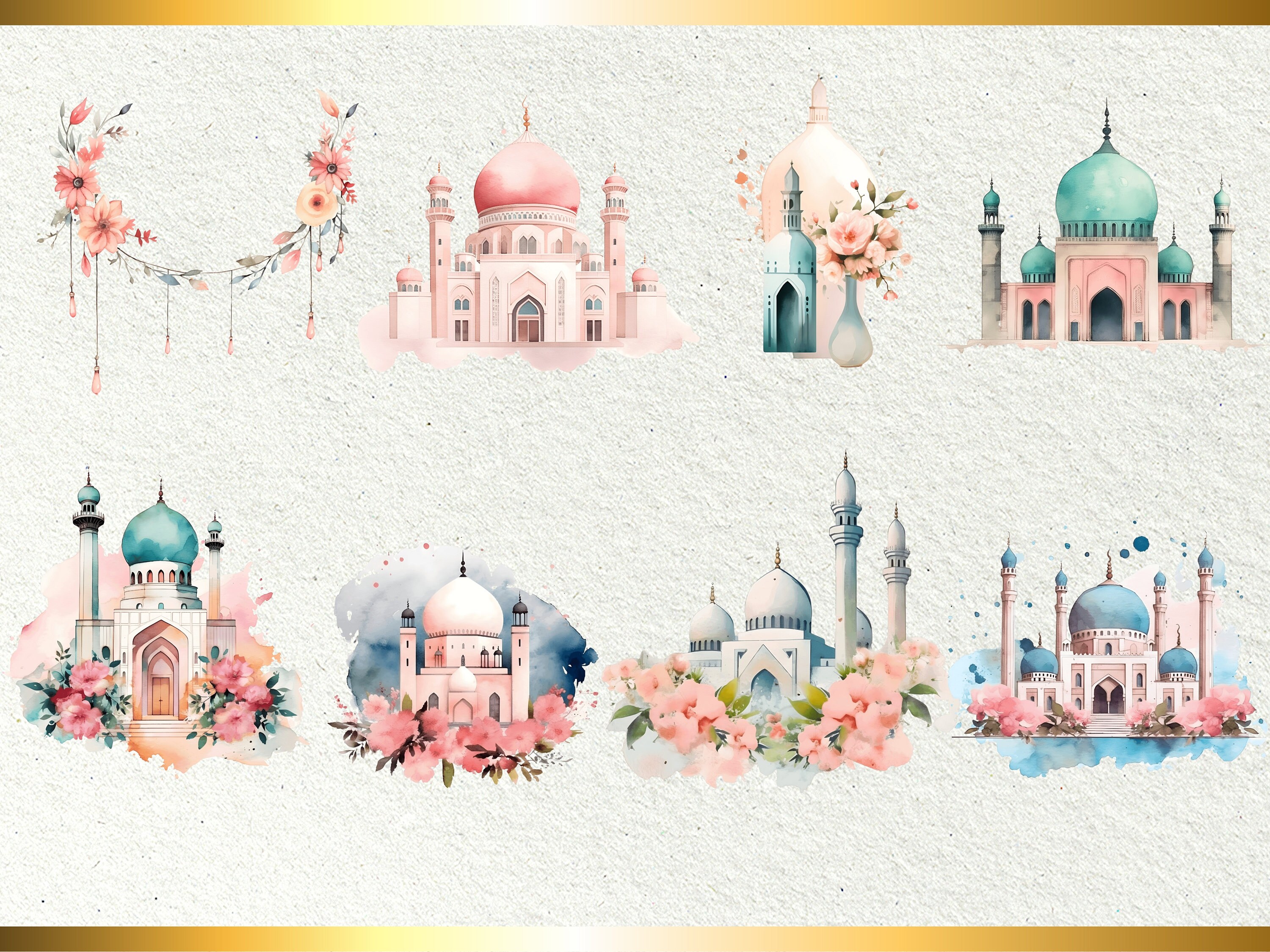 58+1 Bonus Pastel Islamic Clipart Bundle for Ramadan, Eid - High ...