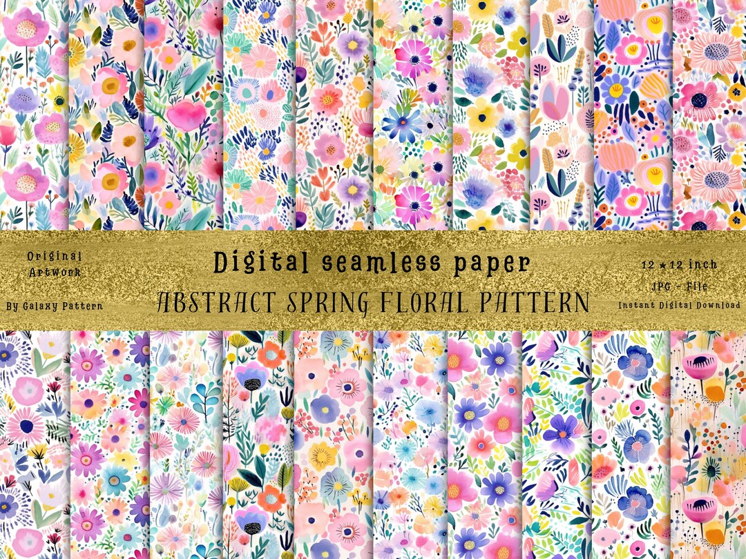 Abstract Floral Pattern: Colorful Spring Designs (digital Download) - Etsy