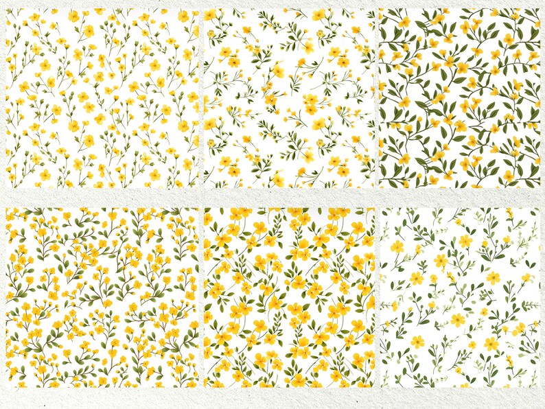 25 Seamless Yellow Flower Patterns - High-res Digital Backgrounds for ...