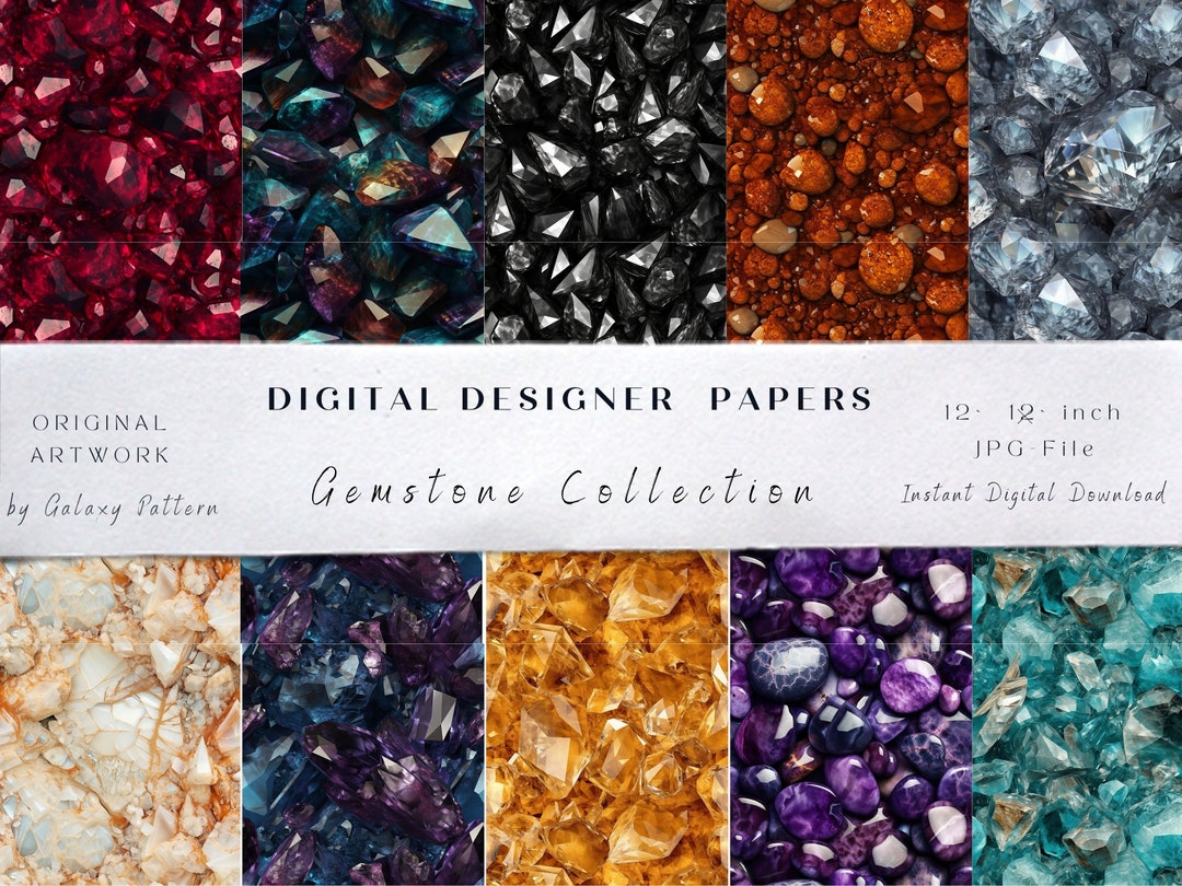 10 Seamless Gemstone Digital Papers Instant Download, Commercial Use ...