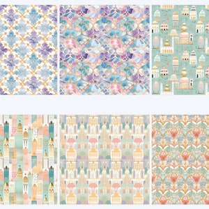 Vintage Pastel Arabic Palace Patterns - 25+1 Bonus Seamless Digital ...