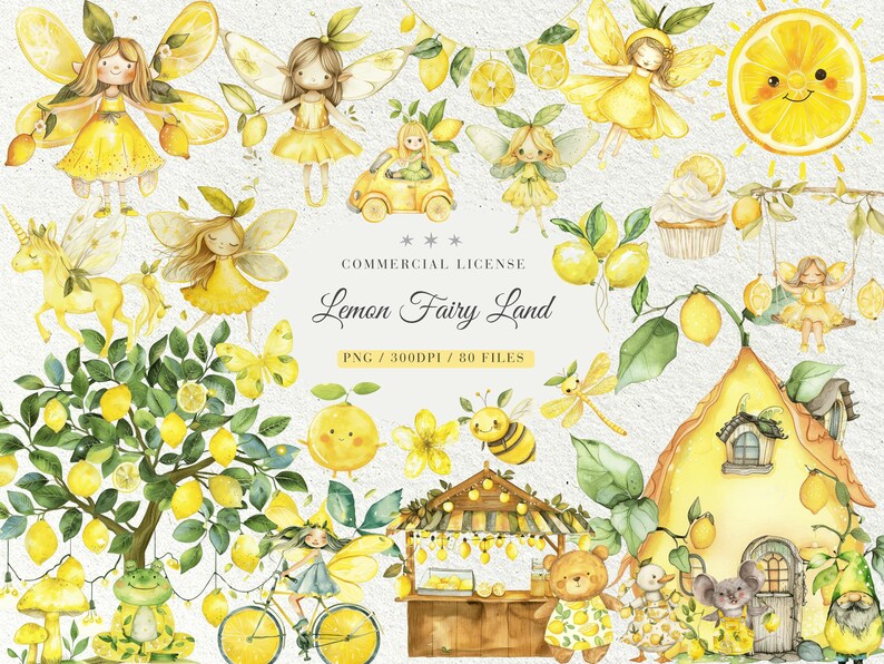 Lemon Fairy Clipart Bundle: Watercolor Garden Pngs (digital Download ...