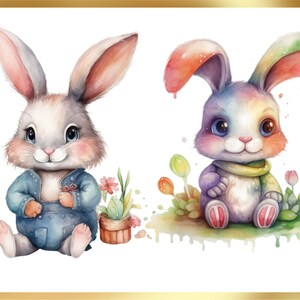 10-pack Baby Bunny Clipart Watercolor Illustration Digital - Etsy