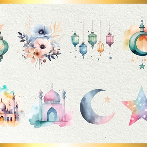 58+1 Bonus Pastel Islamic Clipart Bundle for Ramadan, Eid - High ...