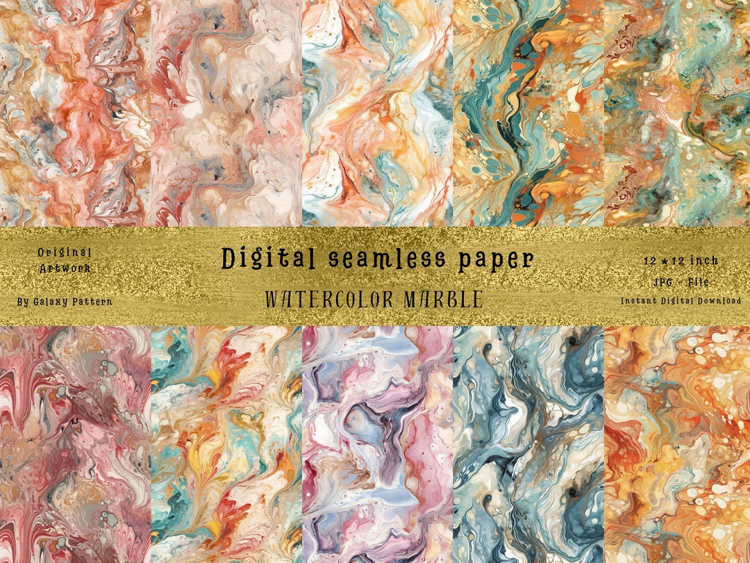 Watercolor Marble Seamless Pattern Digital Download (10 Designs, 300 ...